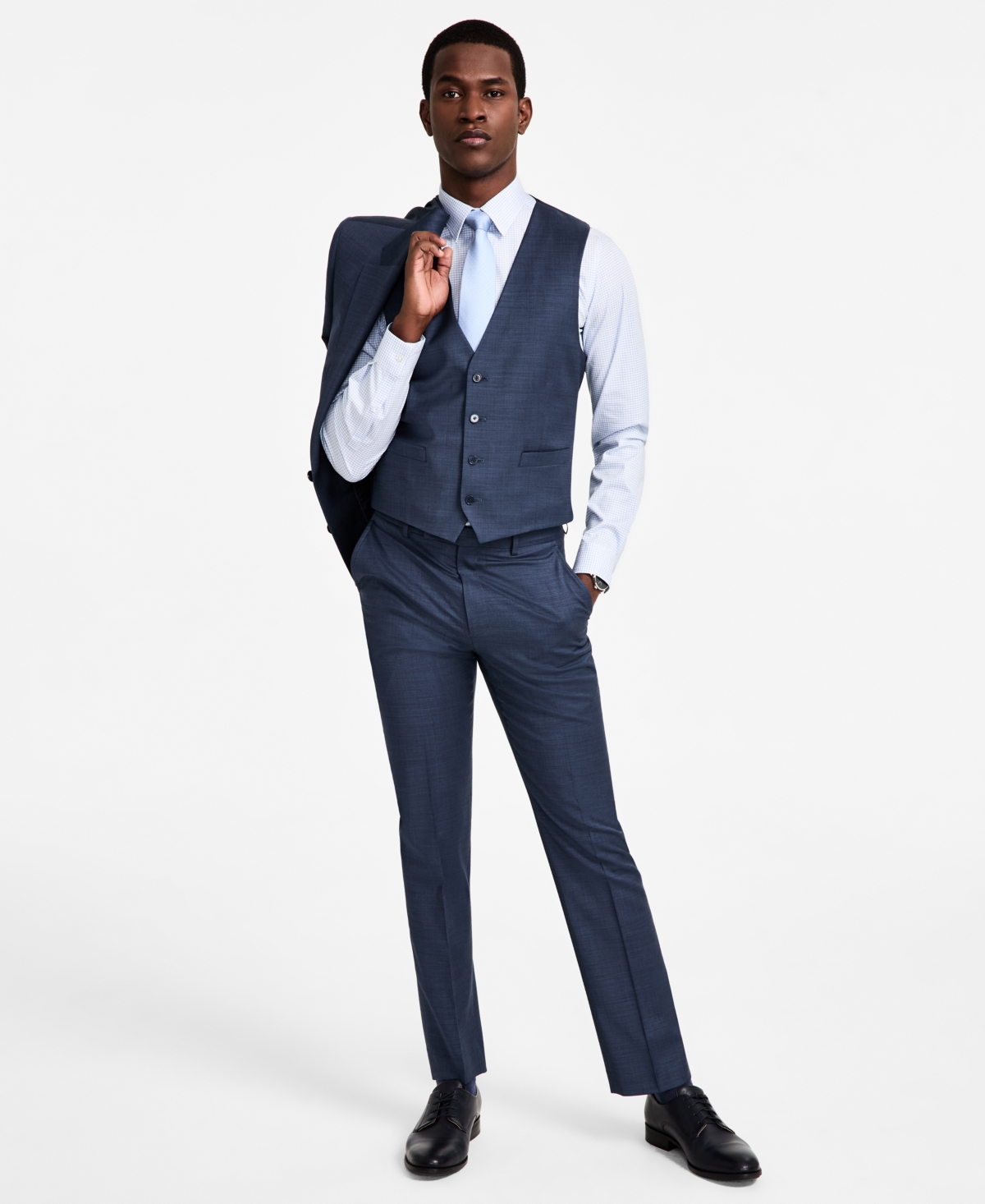 Click here for Calvin Klein Mens Slim-Fit Wool Blend Infinite Str... prices
