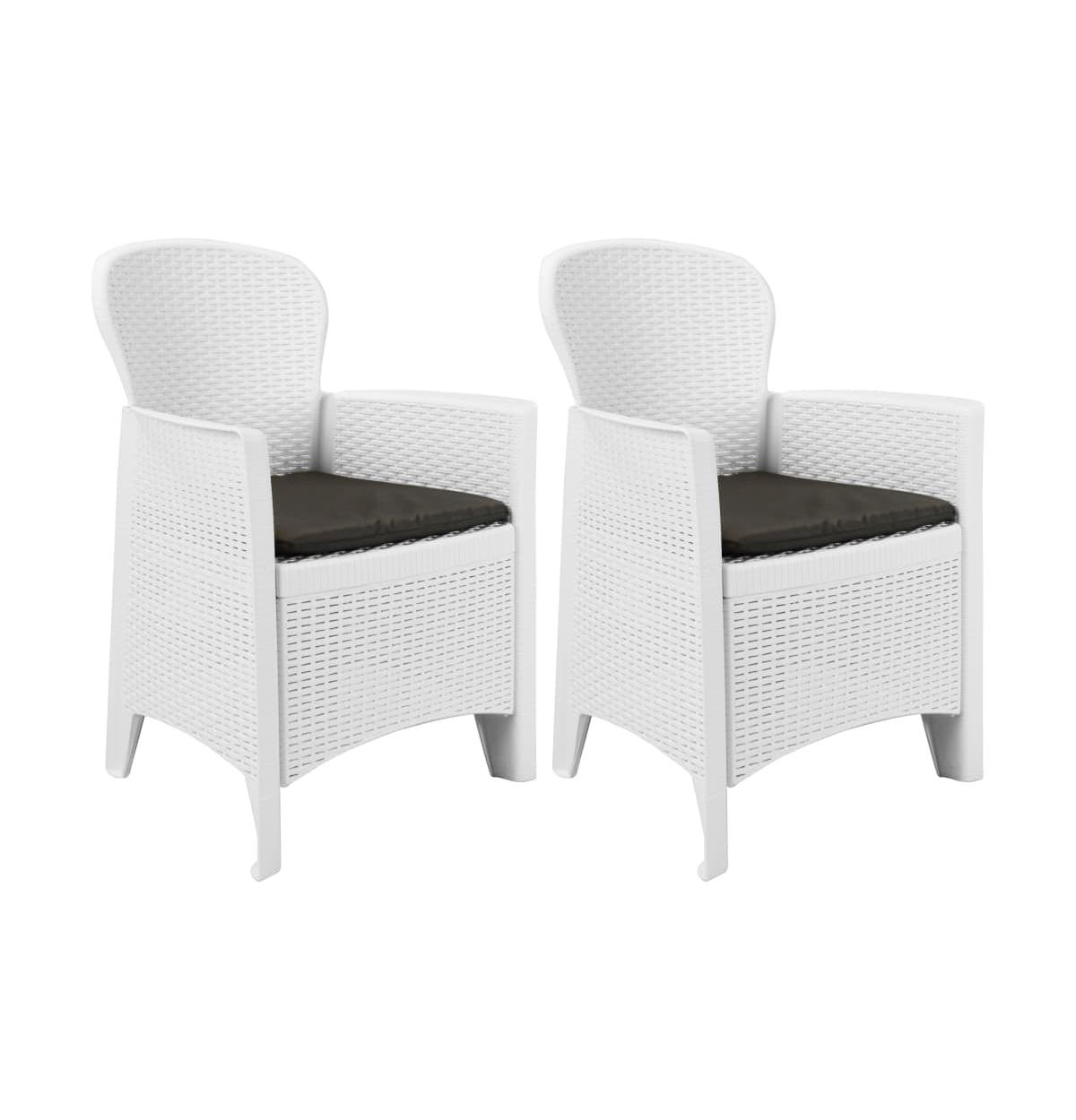 Click here for vidaXL Patio Chairs 2 pcs with Cushion White Plast... prices