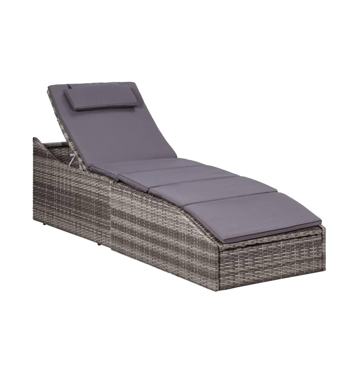 Click here for vidaXL Sunbed with Cushion Poly Rattan Gray - Gray prices