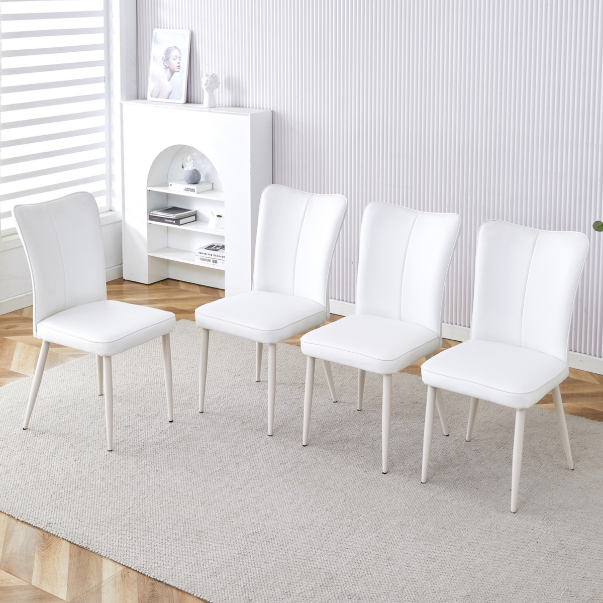 Click here for Streamdale White Pu Leather Dining Chairs (Set of... prices