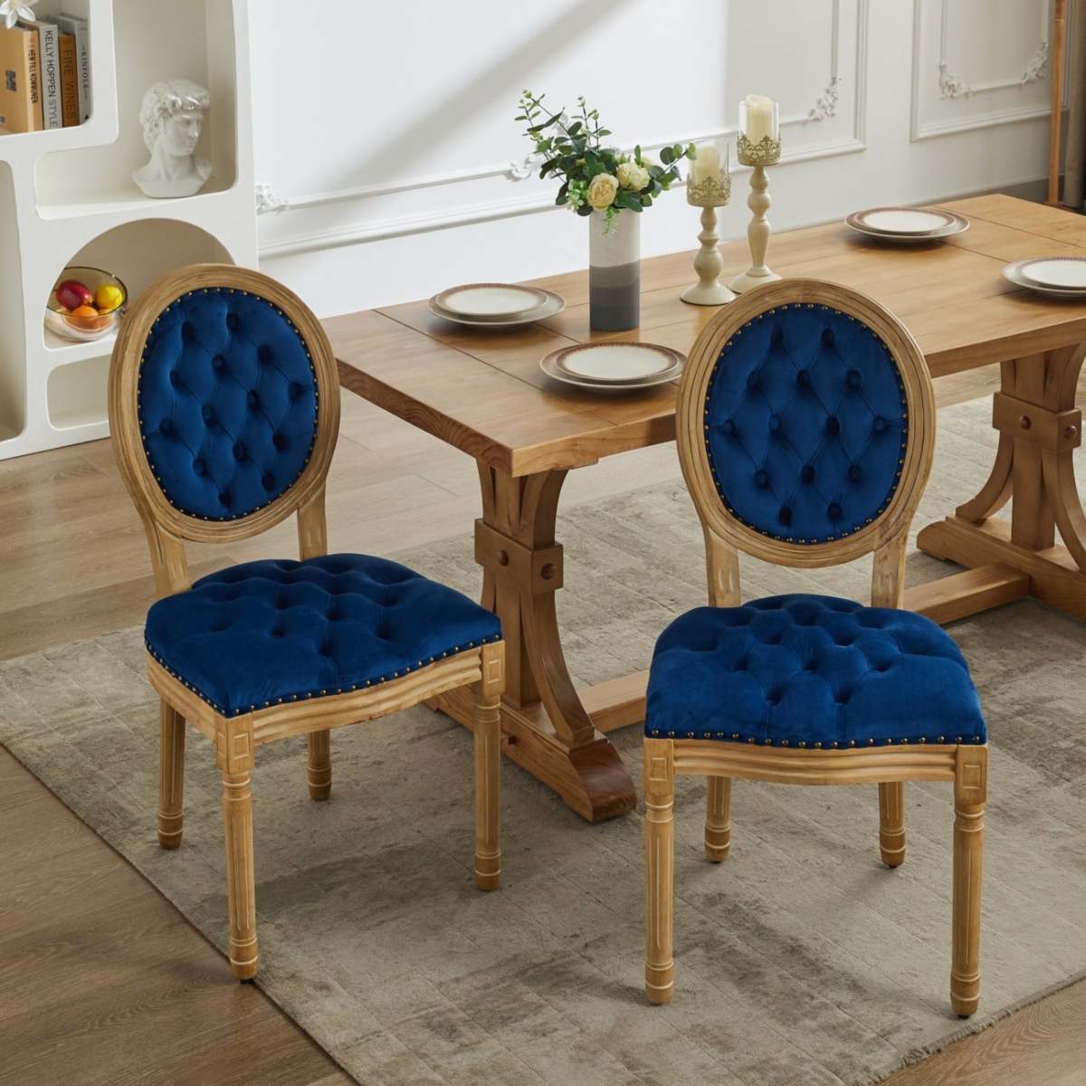 Click here for Streamdale Vintage Dining Chair Set of 2 (Blue  SW... prices