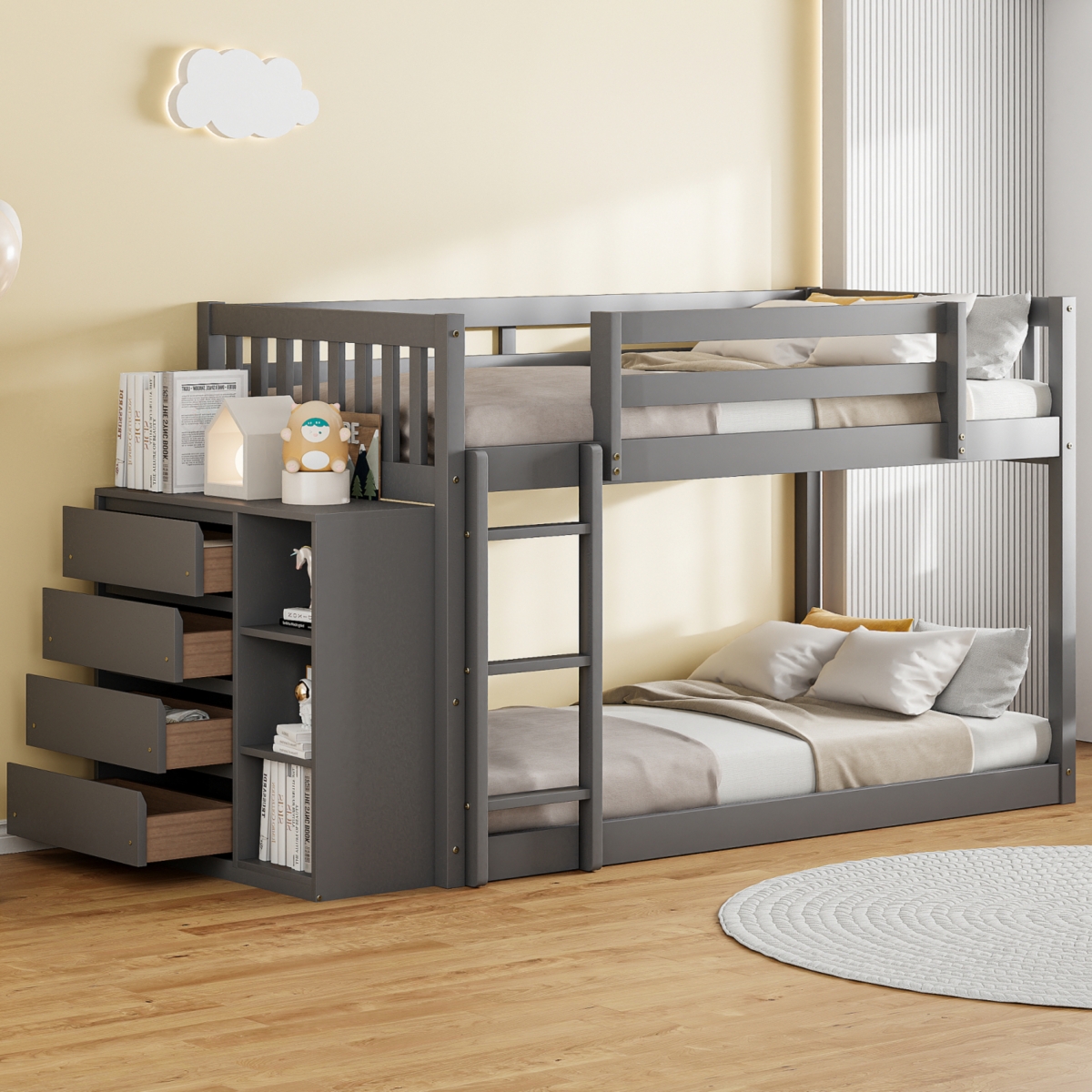 Click here for Streamdale Twin over Twin Bunk Bed with 4 Drawers... prices