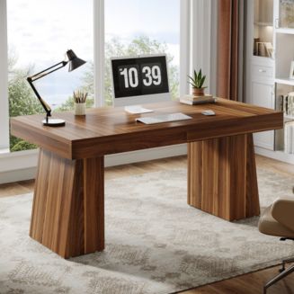 Tribesigns 55 Inches Executive Desk, Mid-Century Modern Home Office ...