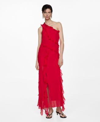 Mango Women's Asymmetric Ruffled Dress - Macy's