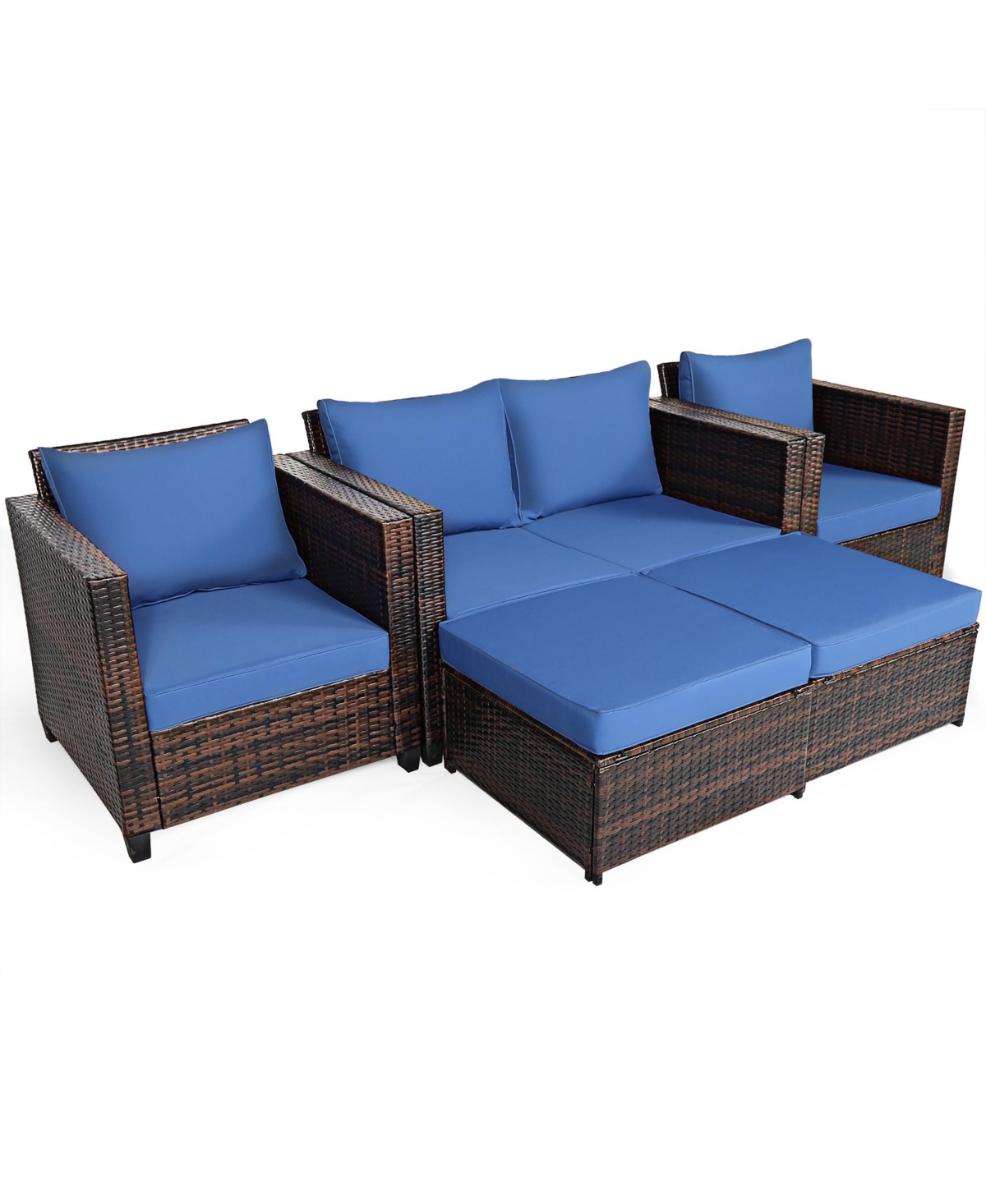 Click here for 5PCS Patio Rattan Furniture Set Loveseat Sofa Otto... prices