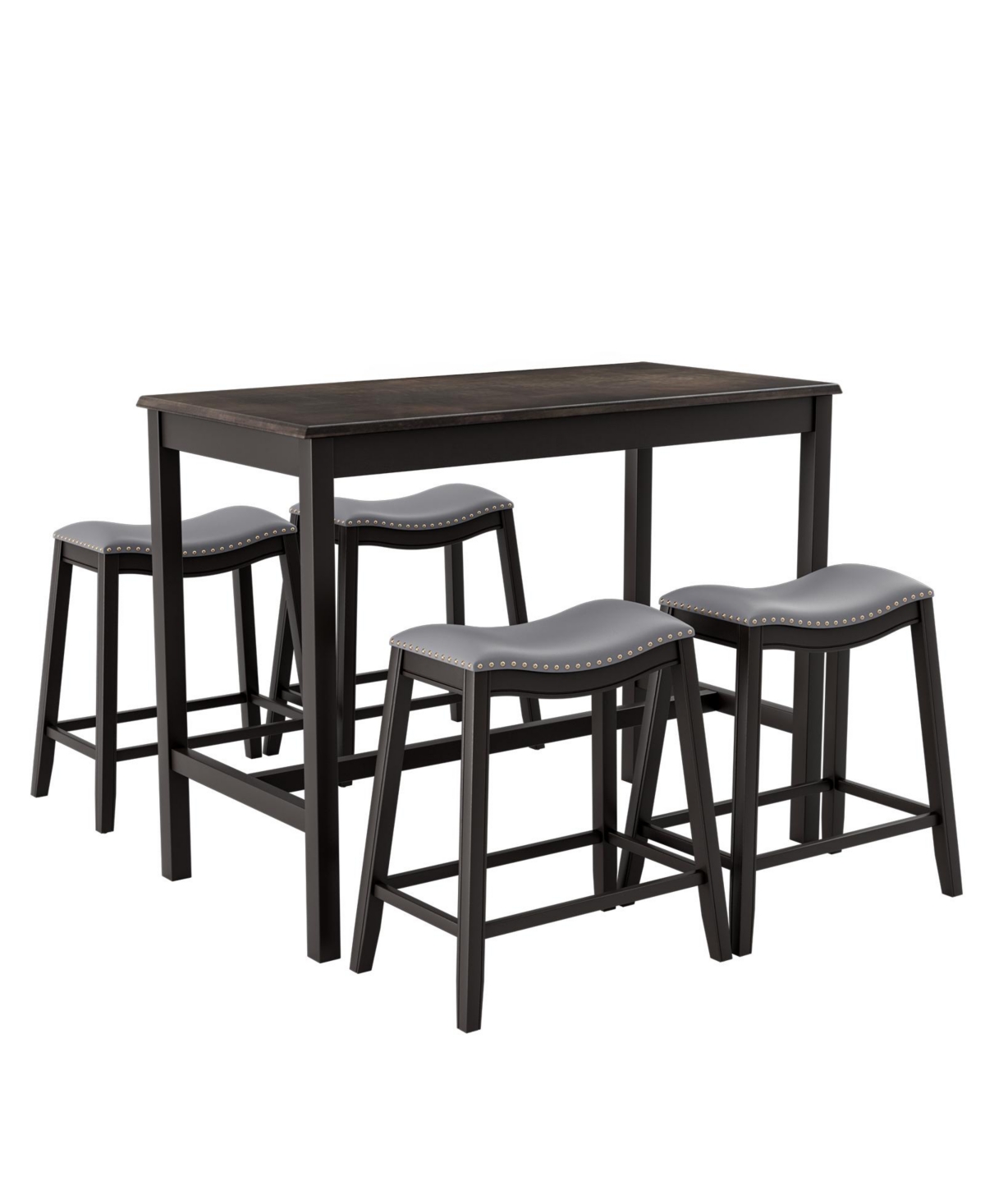 Click here for 5-Piece Dining Set with 4 Upholstered Stools - Bla... prices