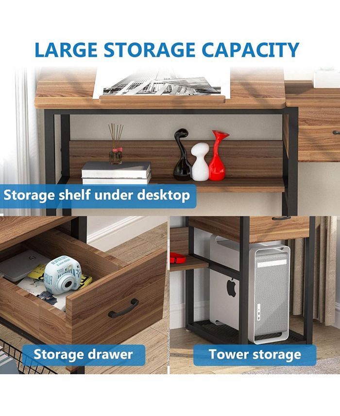 Tribesigns Drafting Table with Storage Drawers, Drawing Computer Desk ...