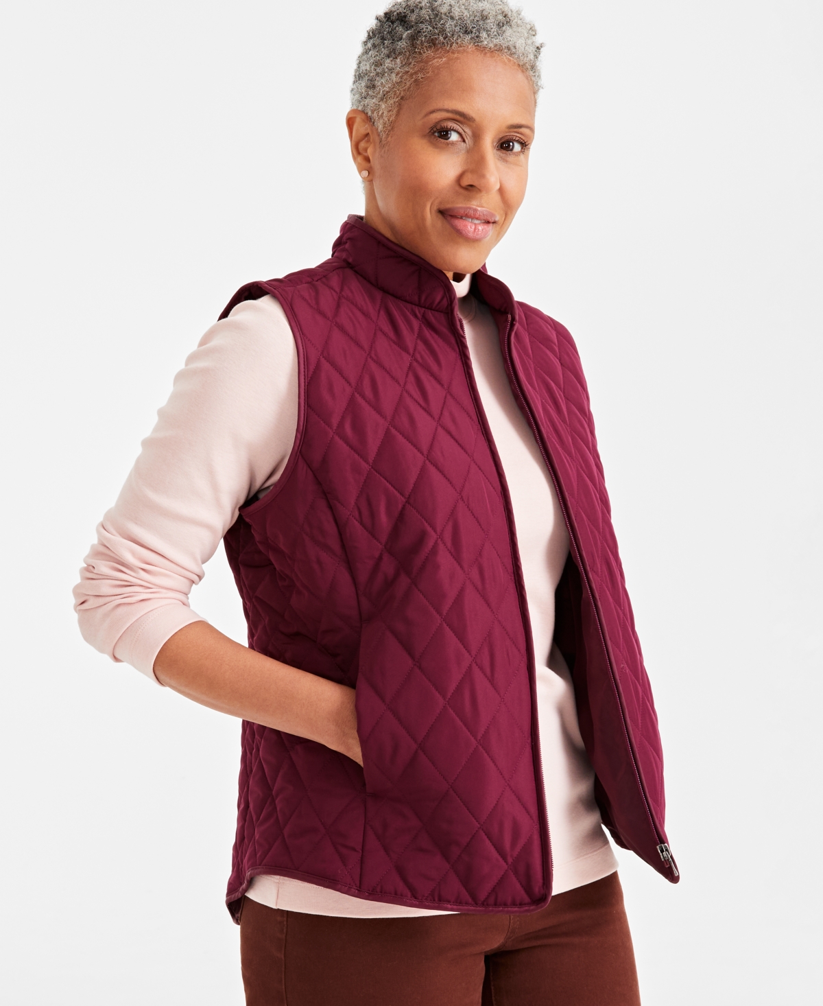 Click here for Style & Co Womens Quilted Mock-Neck Vest  Created... prices