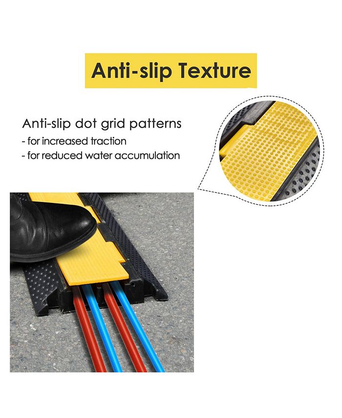 Yescom 2 Channel Cable Protector Ramp Rubber Electrical Wire Cover Cord ...