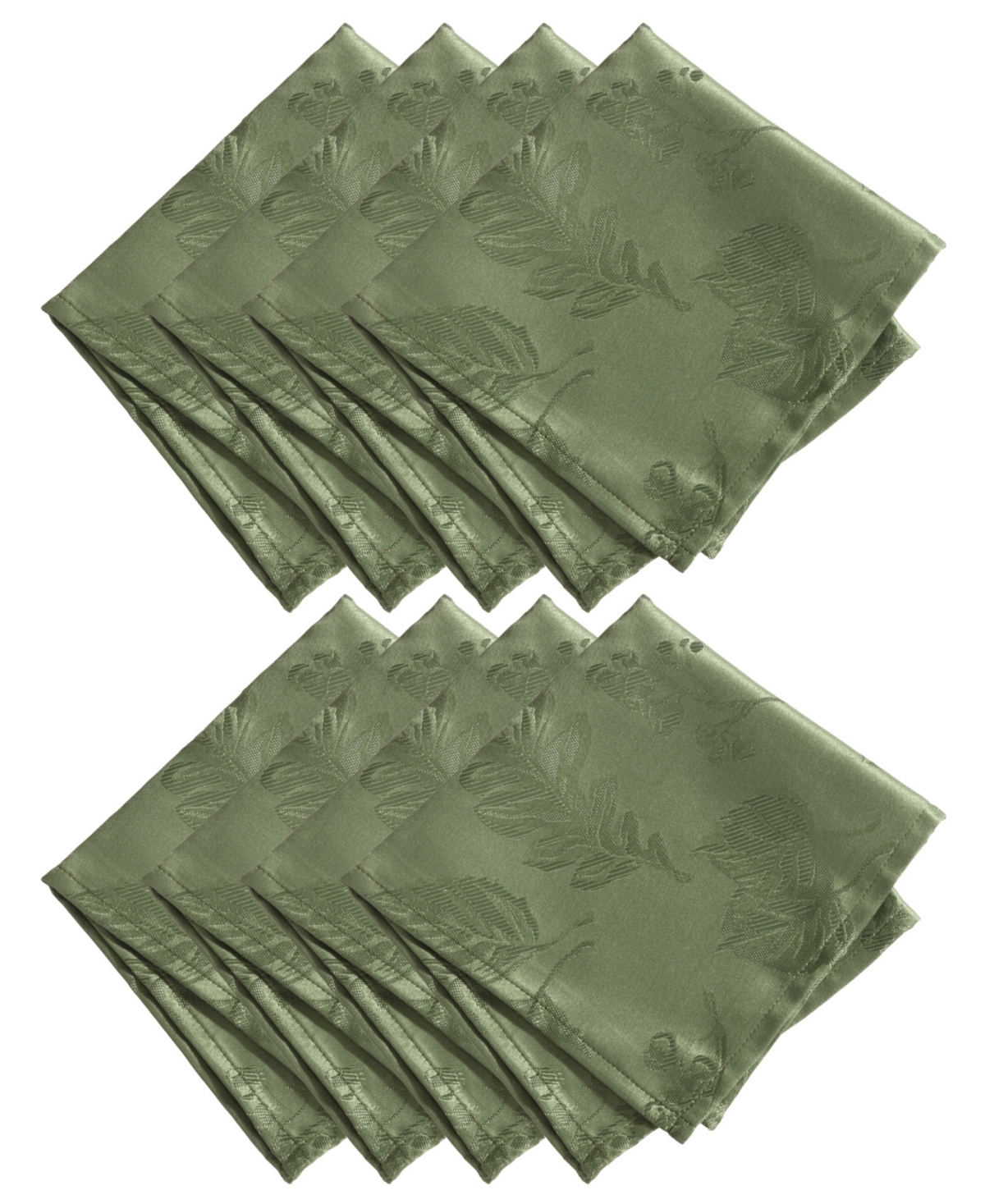 Elrene Elegant Woven Leaves Jacquard Damask Napkin  Set of 8 - Olive