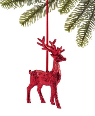 Holiday Lane Christmas Glitters Red Glitter Reindeer Ornament, Created ...
