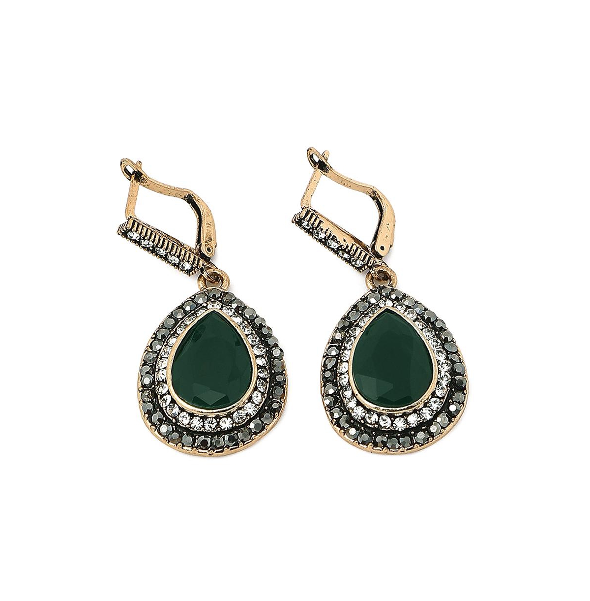 Click here for Sohi Womens Teardrop Drop Earrings - Green prices
