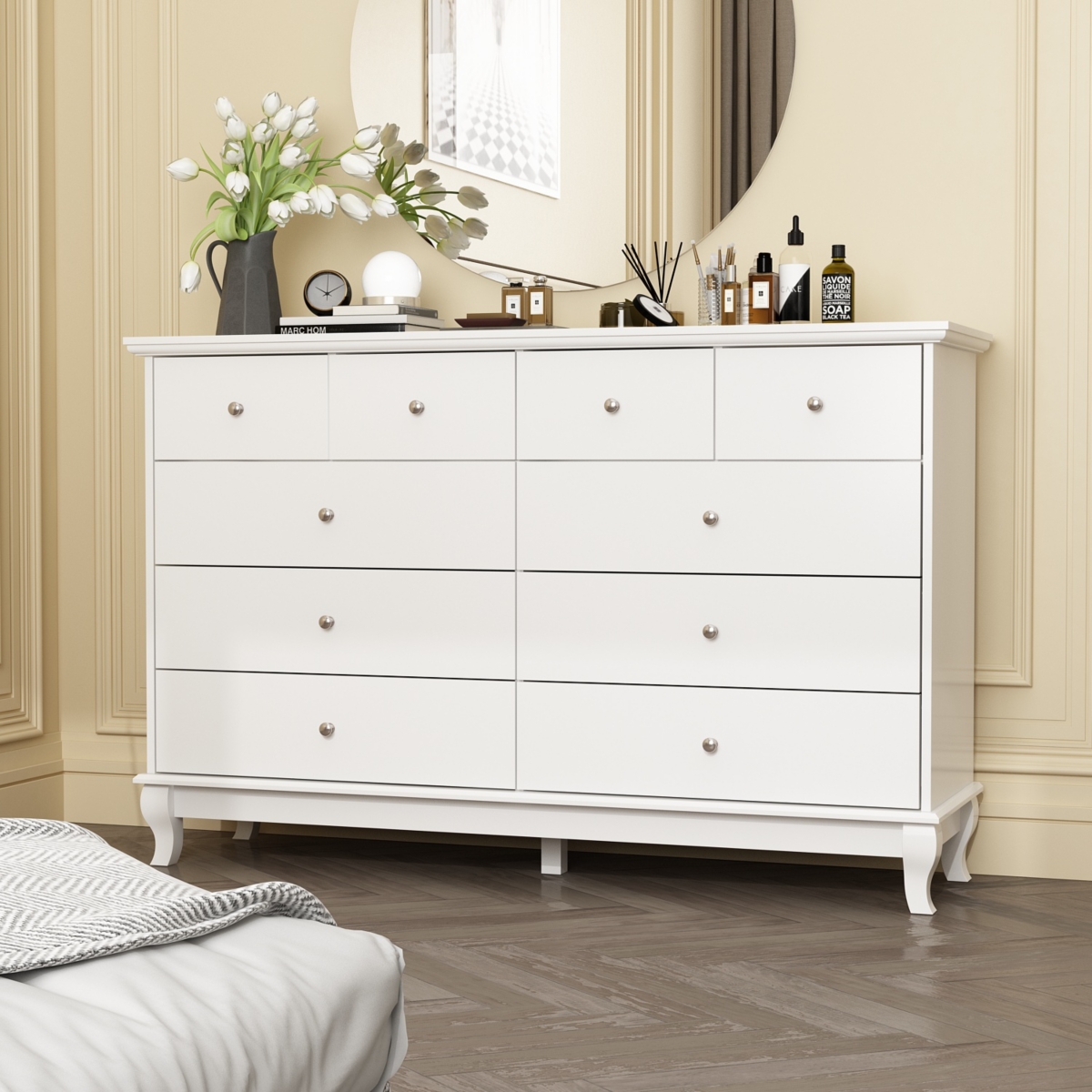Click here for Famapy White 10-Drawer 55.1 in. W Wood Paint Finis... prices