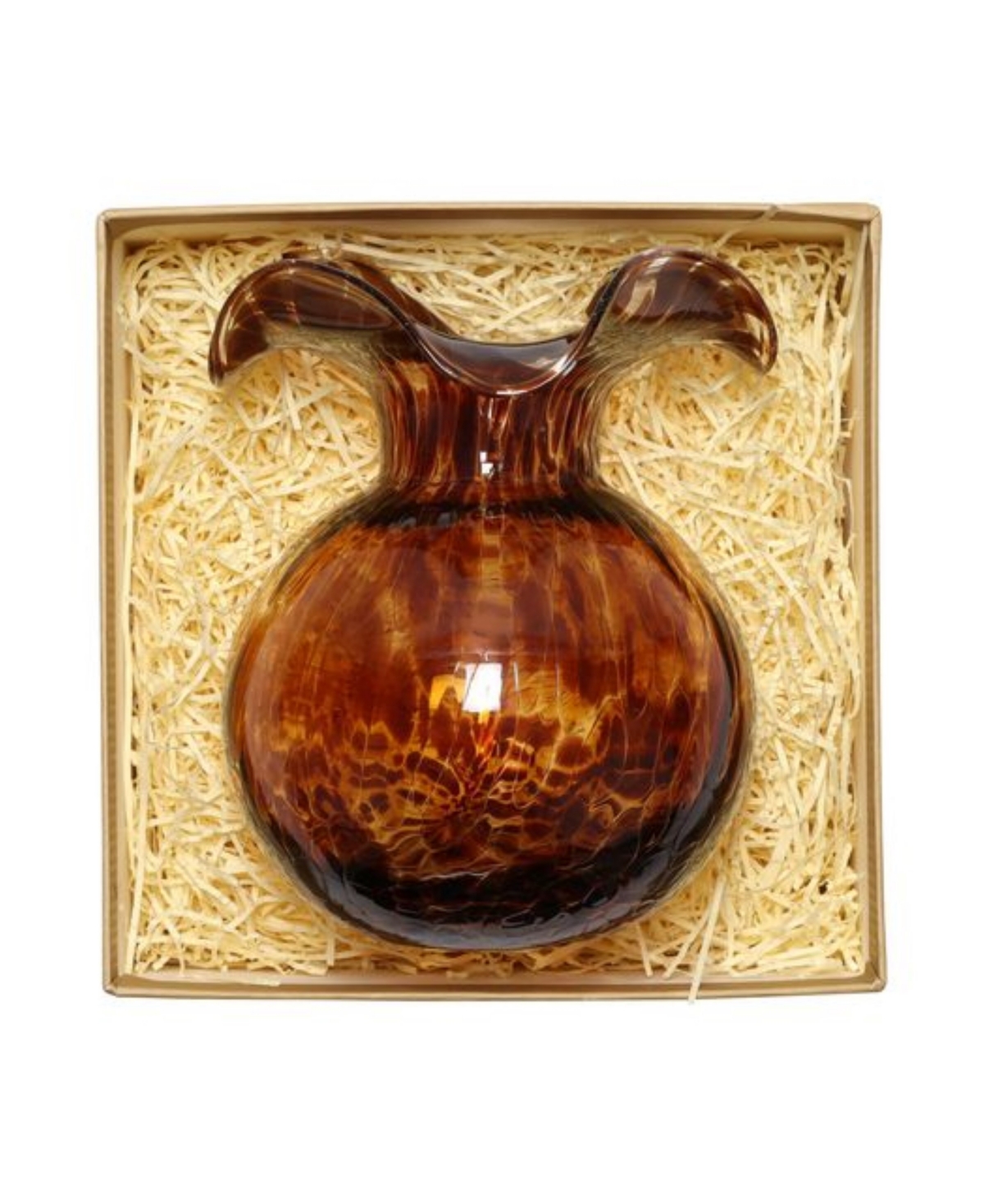 Click here for Vietri Hibiscus Glass Tortoiseshell Bud Vase - Bro... prices