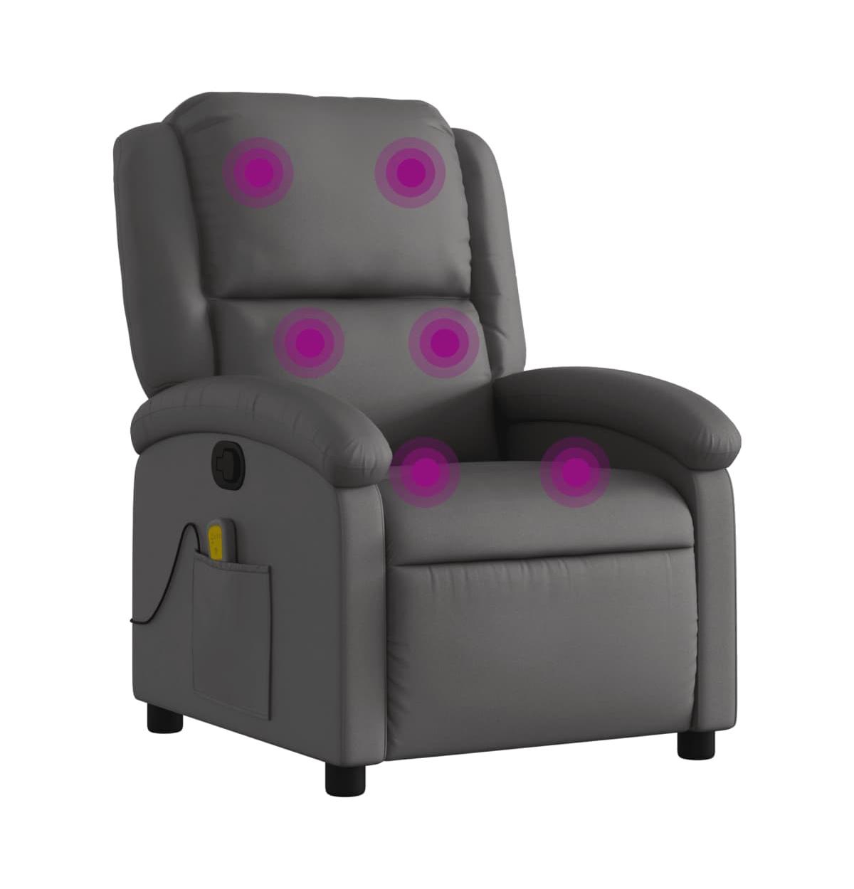 Click here for vidaXL Massage Recliner Chair Gray Real Leather -... prices