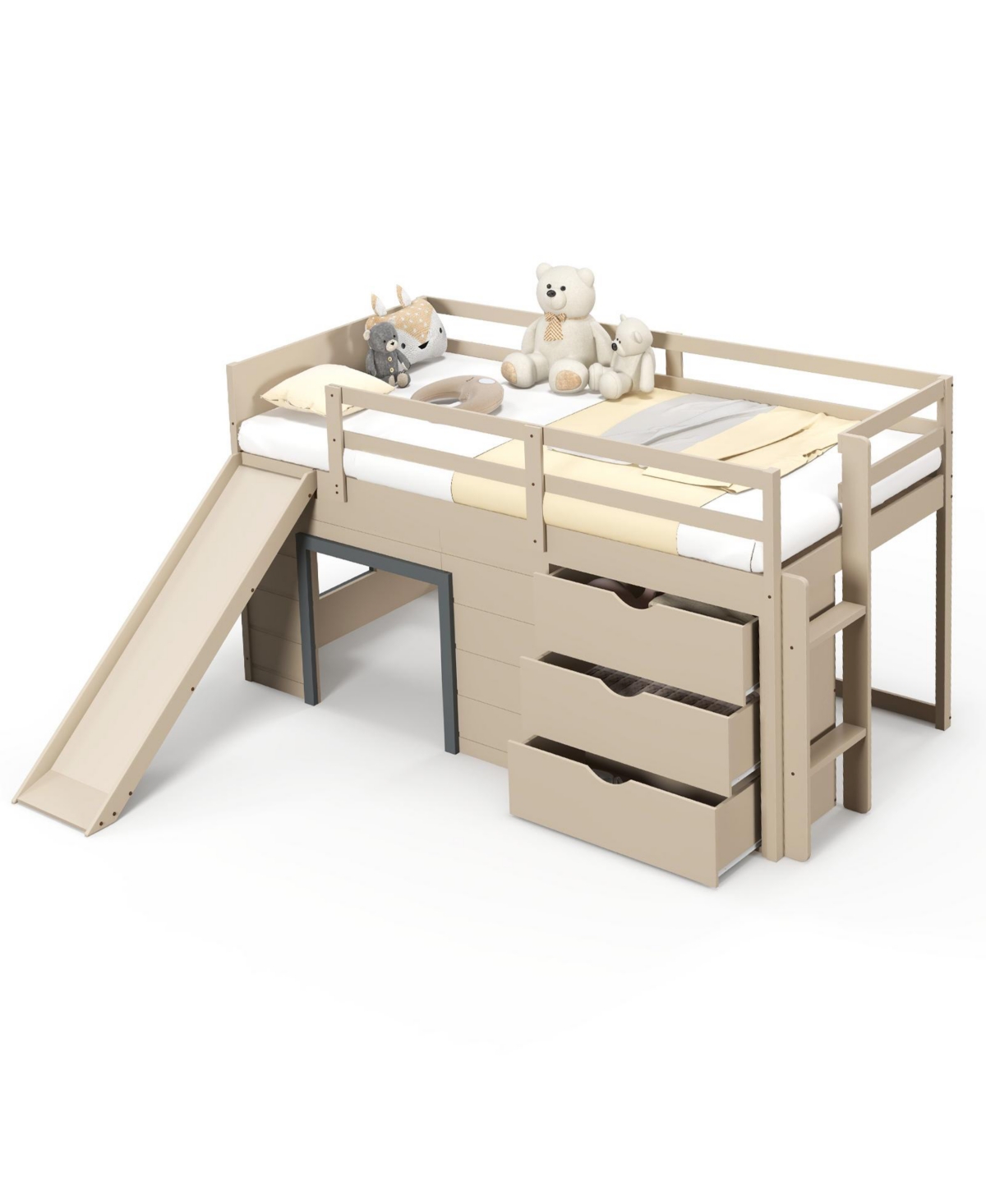 Click here for 3-In-1 Twin Loft Bed with Slide Ladder Drawers for... prices