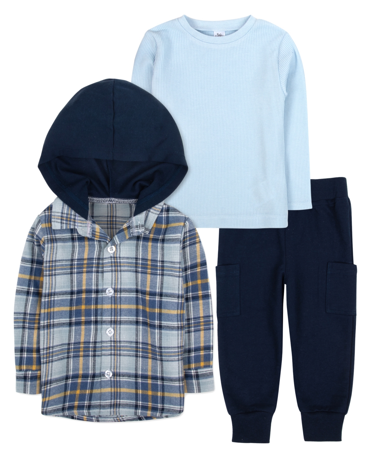 Click here for Baby Essentials Baby Boy Flannel Plaid Hoodie  Lon... prices