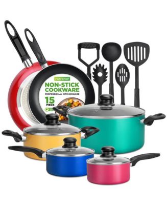 NutriChef Kitchenware Pots & Pans Set - Colorful Kitchen Cookware ...