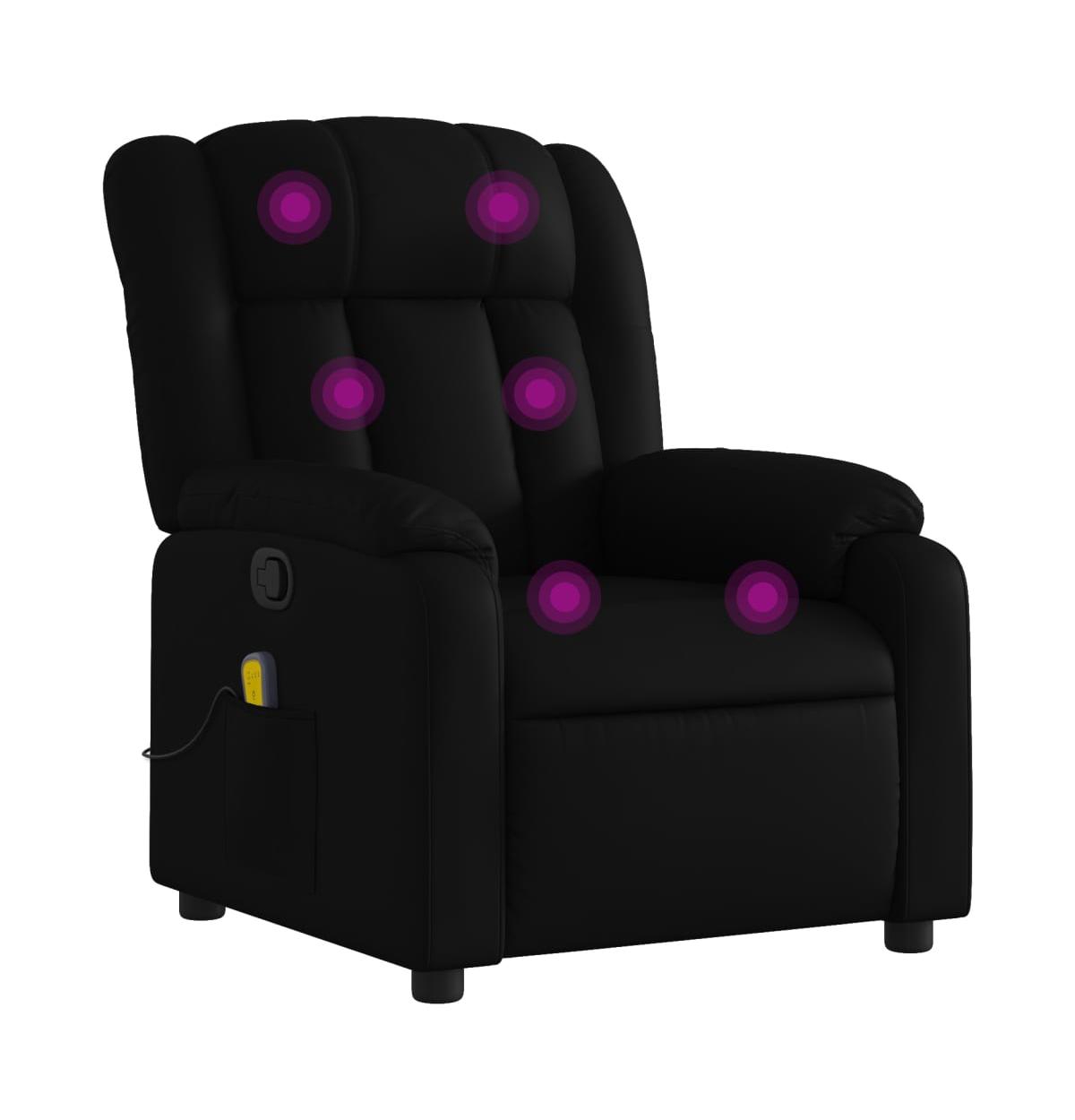 Click here for Massage Recliner Chair Black Faux Leather - Black prices