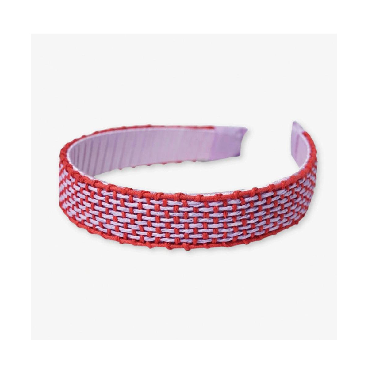 Click here for Caroline Two Color Woven Raffia Headband - Purple prices