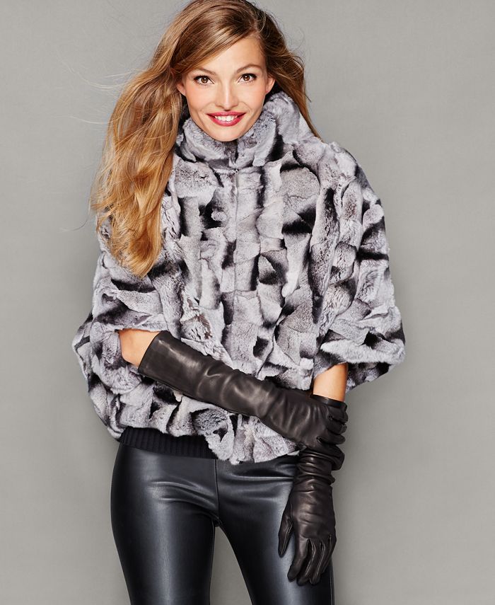 The Fur Vault Rabbit Fur Batwing-Sleeve Jacket - Macy's