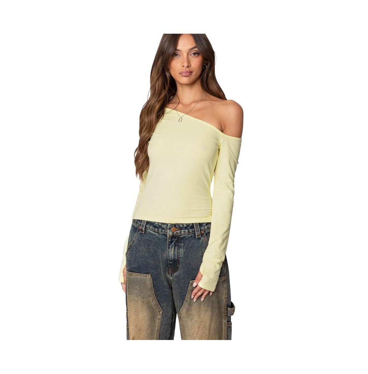 Click here for Edikted Womens Swan Asymmetric Top - Yellow prices