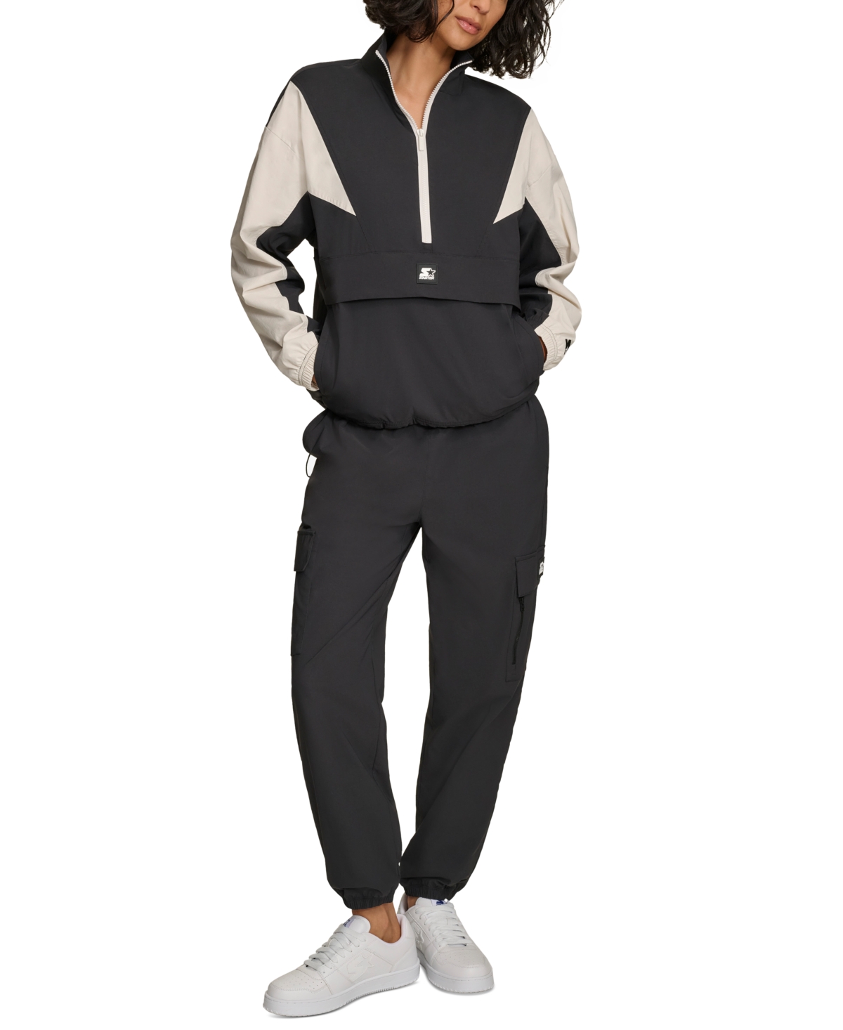 Starter Womens Half-Zip Pullover Jacket - Black