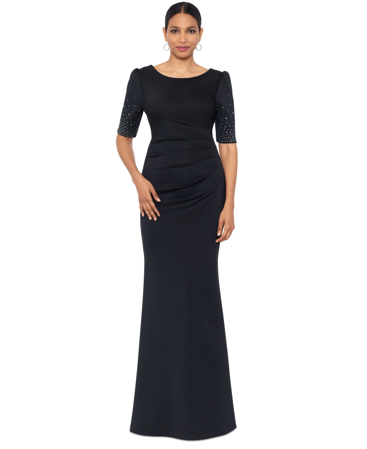 Click here for Xscape Petite Pleated-Waist Puffed-Shoulder Gown -... prices