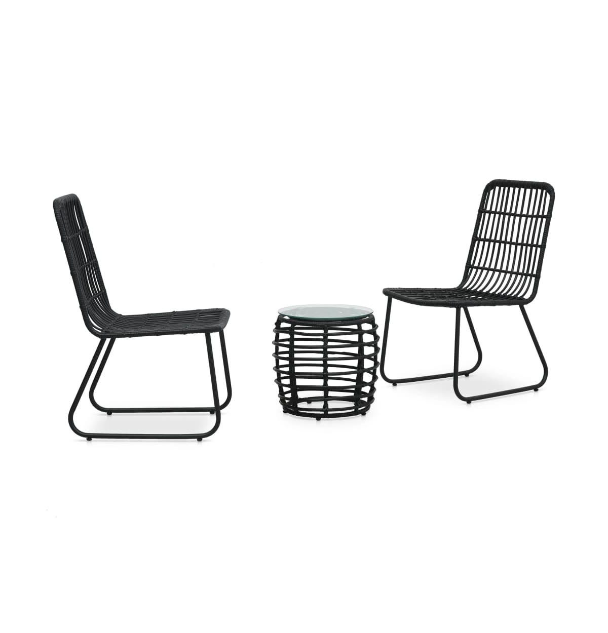 Click here for vidaXL 3 Piece Bistro Set Poly Rattan Black - Blac... prices