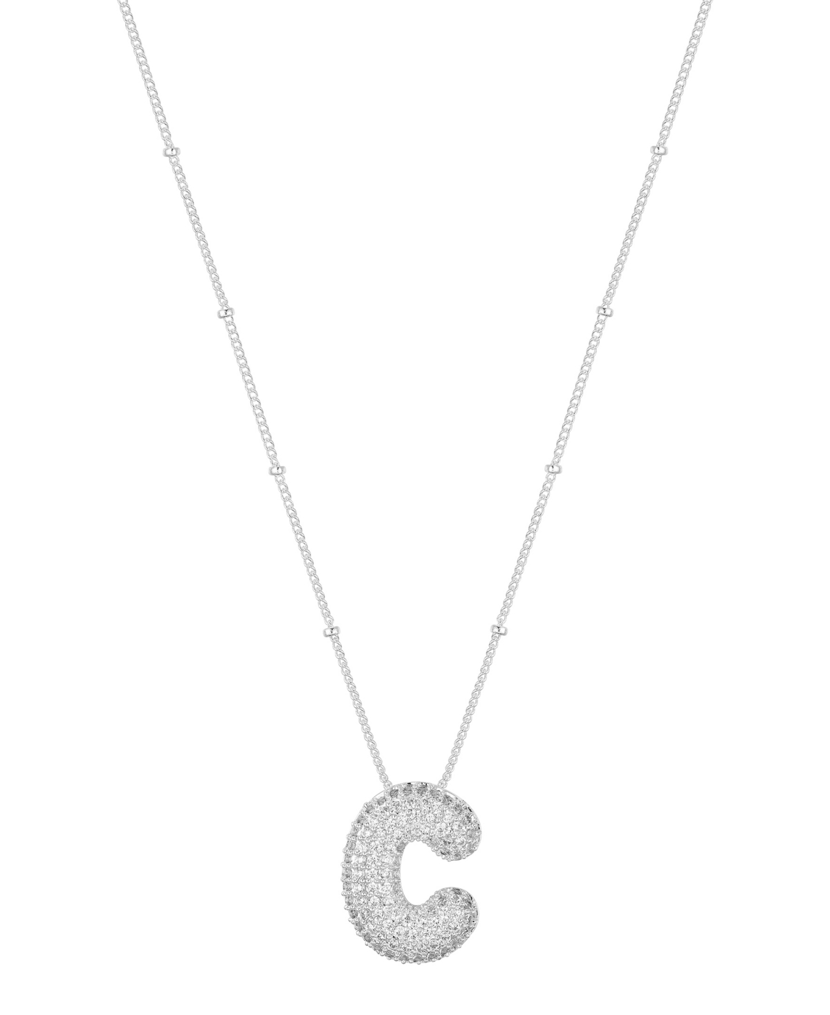 Unwritten Cubic Zirconia Bubble Initial Pendant Necklace In Silver-c ...
