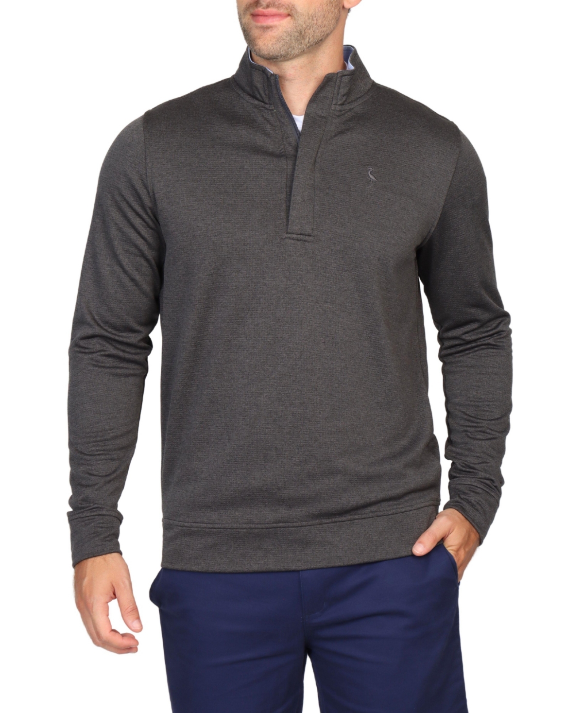 Click here for Tailorbyrd Mens Modal Quarter Zip - Charcoal prices
