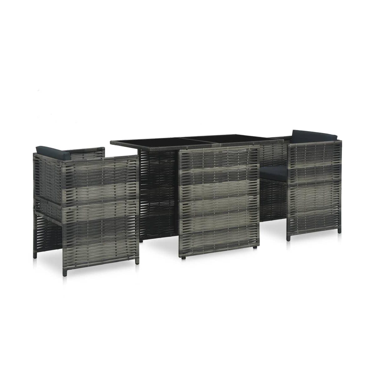 Click here for vidaXL 3 Piece Bistro Set with Cushions Poly Ratta... prices