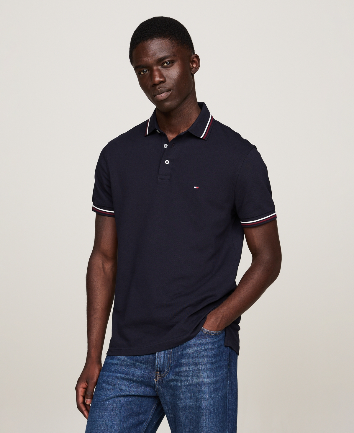 Click here for Tommy Hilfiger 1985 Tipped Slim Fit Polo - Desert... prices