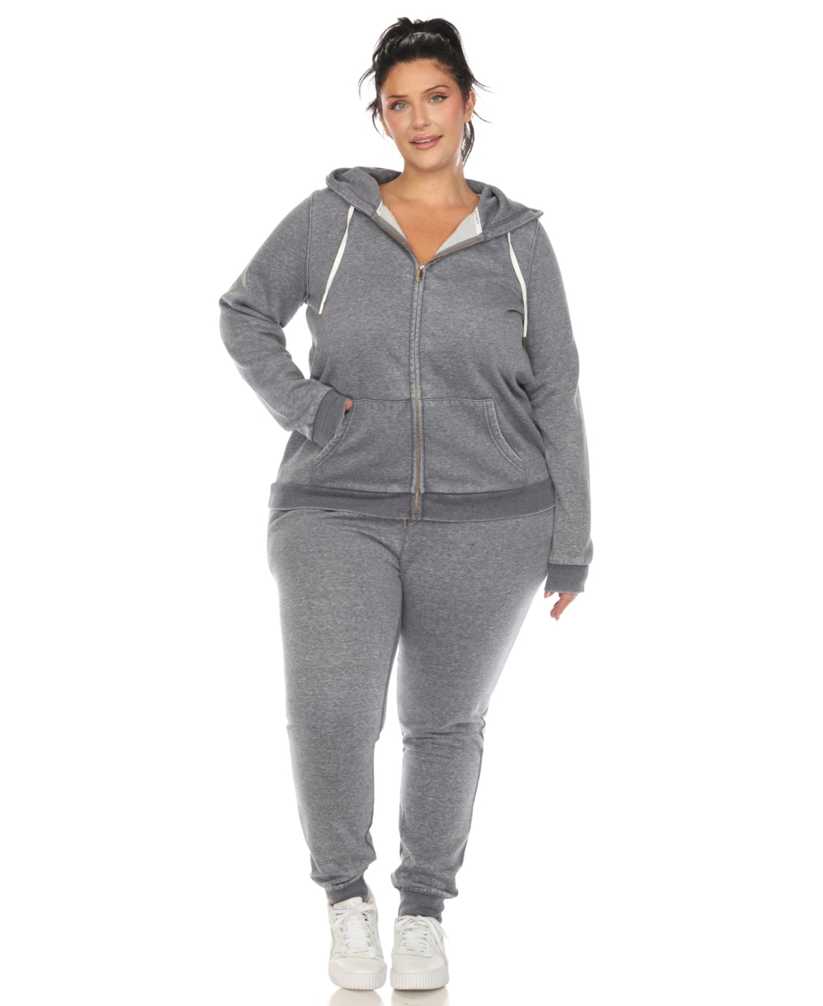 Click here for White Mark Plus Size Burnout Jogger Set - Grey prices