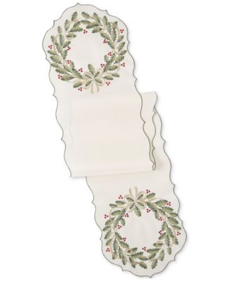 Lenox Holiday Nouveau Wreath Table Runner, 14" x 72" - Macy's