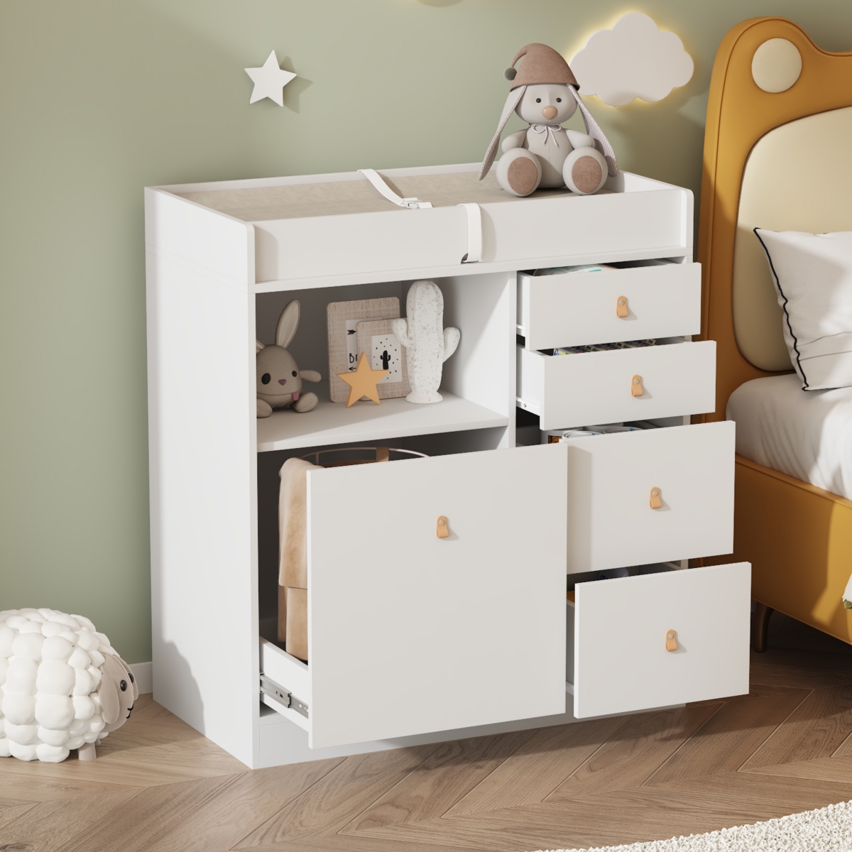Click here for Homsee White 5-Drawers Changing Table Kids Low Dre... prices