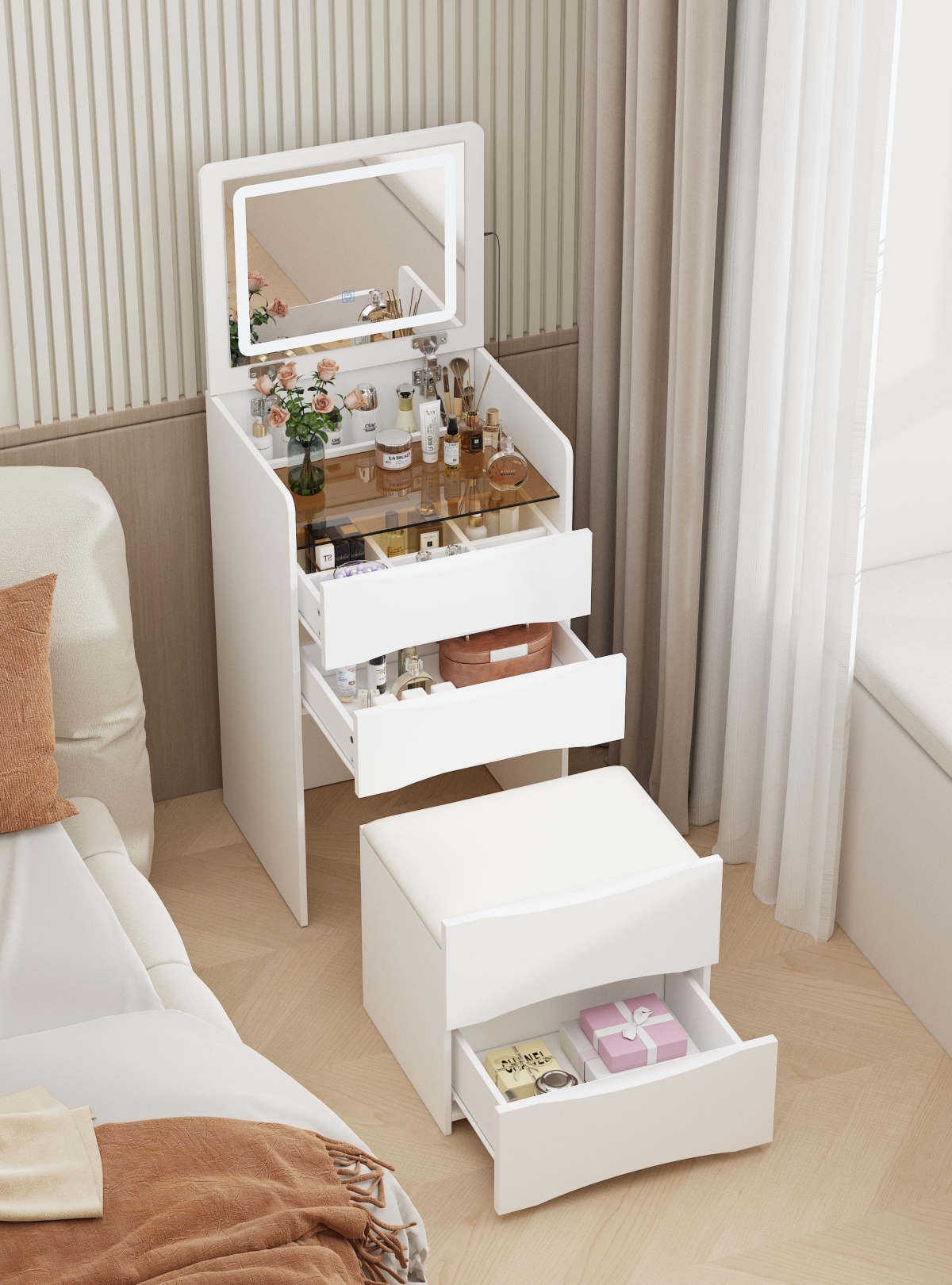 Click here for Homsee Led Light White Wood 3-Drawer Chest of Draw... prices