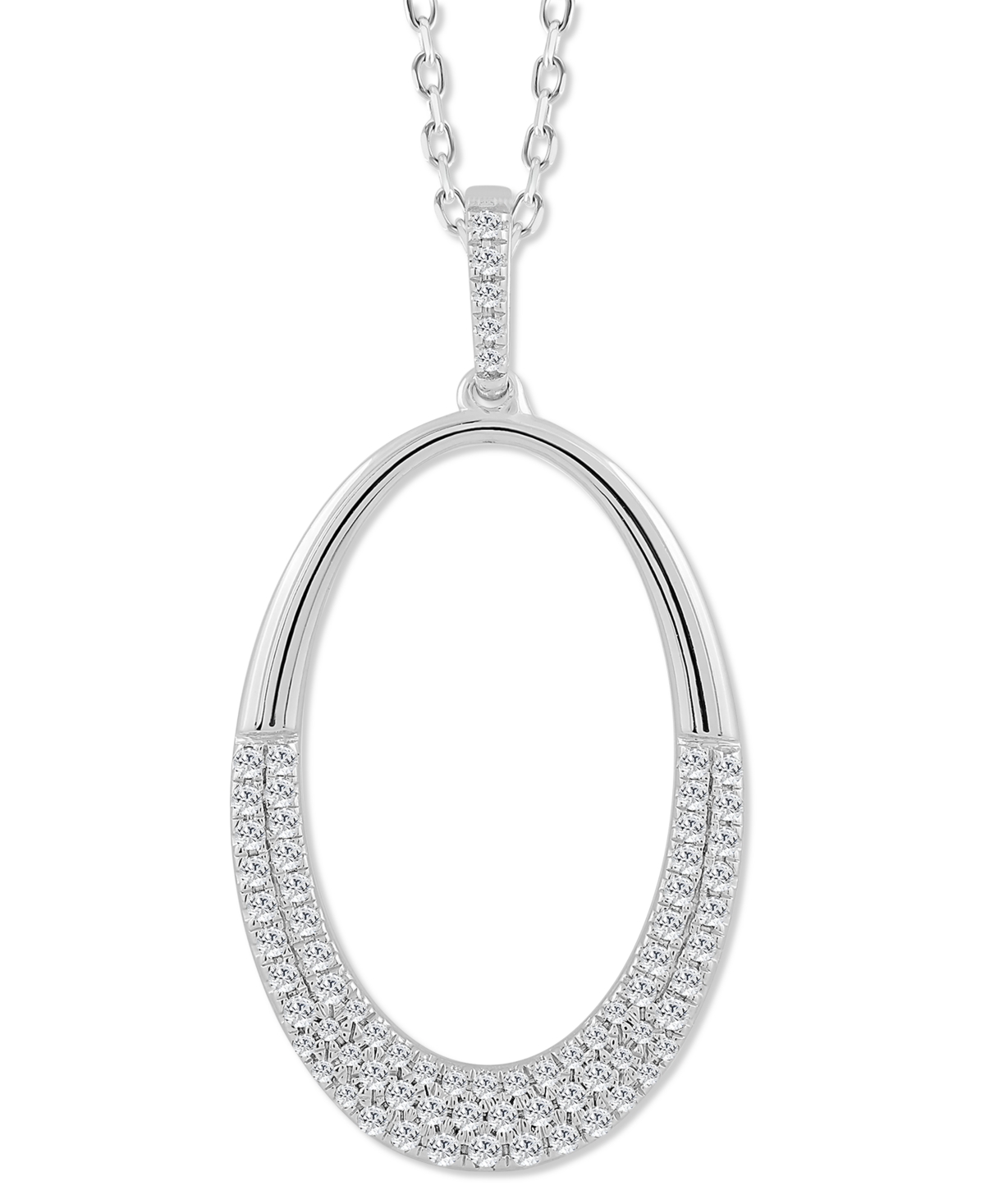 Click here for Diamond Pave Polished Oval Pendant Necklace (1/2 c... prices