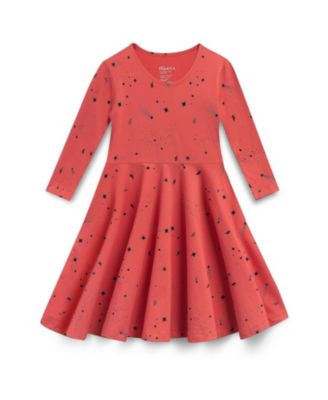 Mightly Girls Fair Trade Organic Cotton Print 3/4 Sleeve Twirl Dress ...