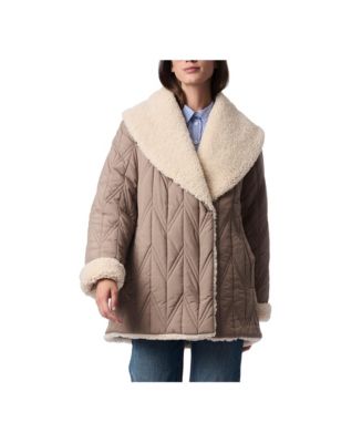 Bernardo Women's Light Quilt Faux Sherpa Lined Jacket - Macy's