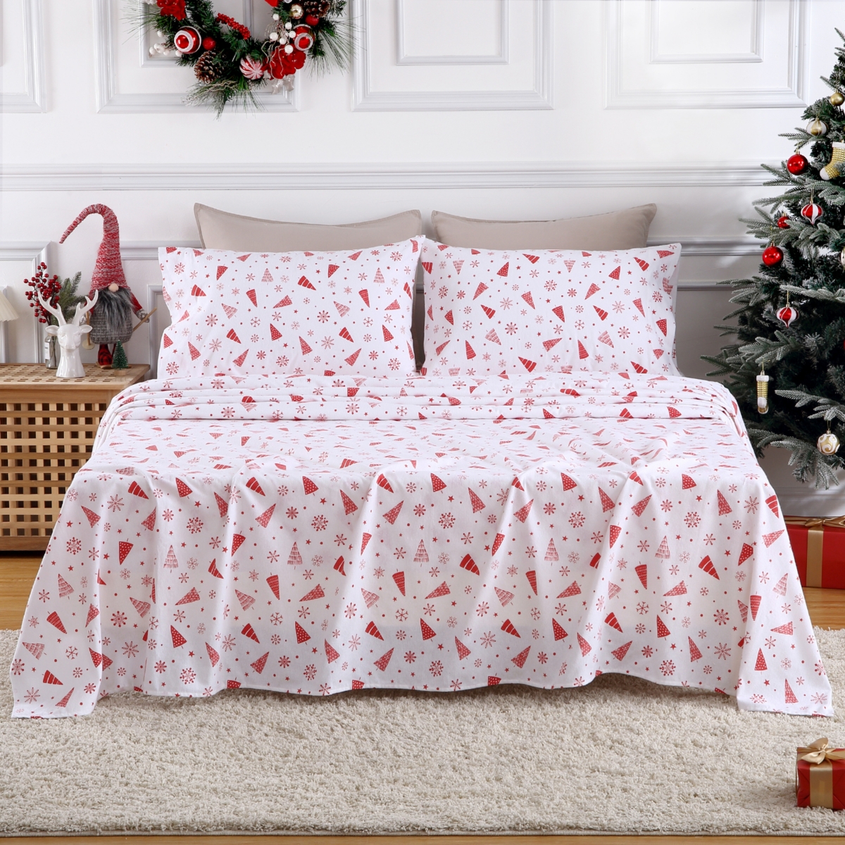 Click here for gaomon 4 Pieces Christmas Cotton Flannel Bedding S... prices