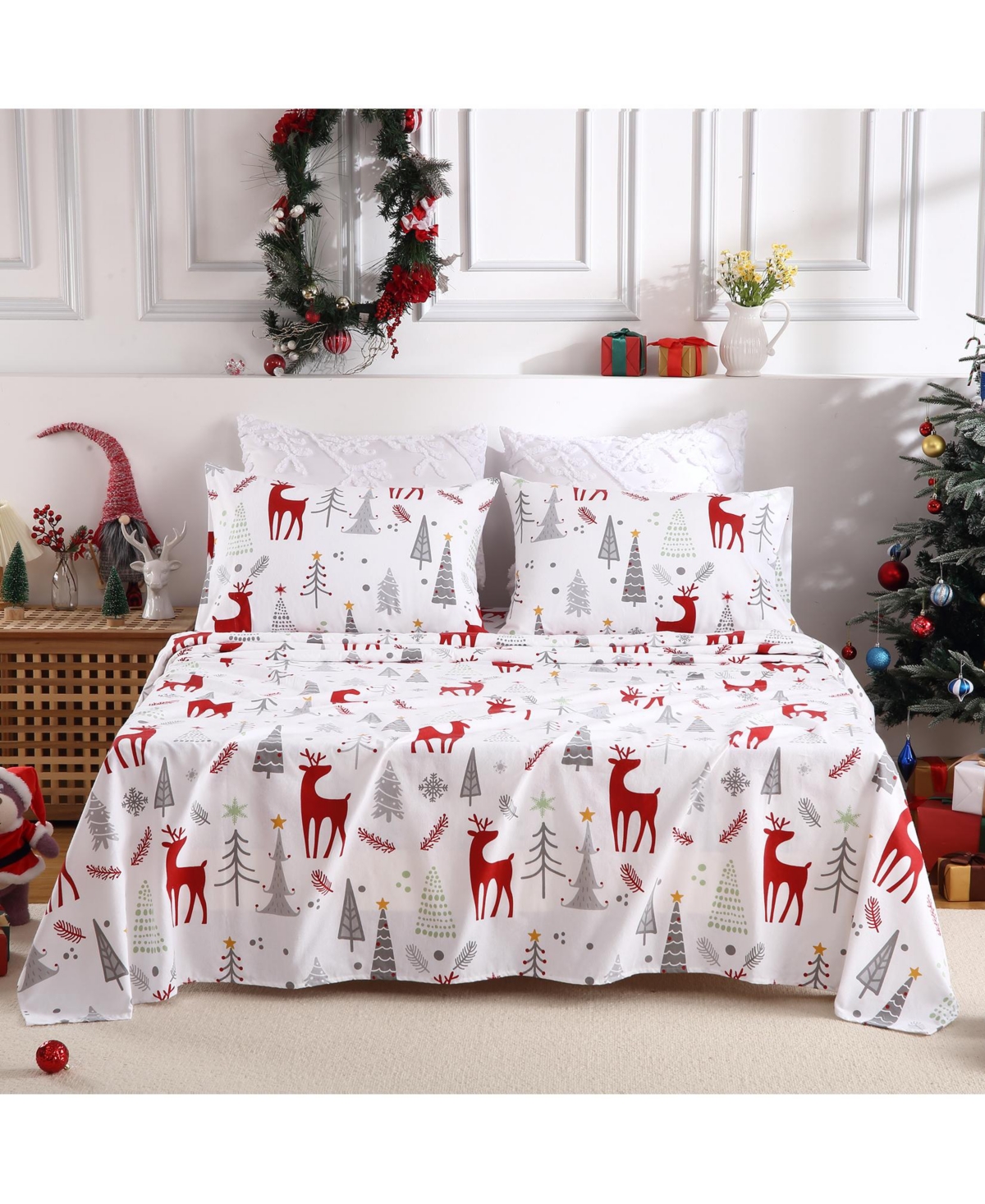 Click here for gaomon 4 Pieces Christmas Cotton Flannel Bedding S... prices