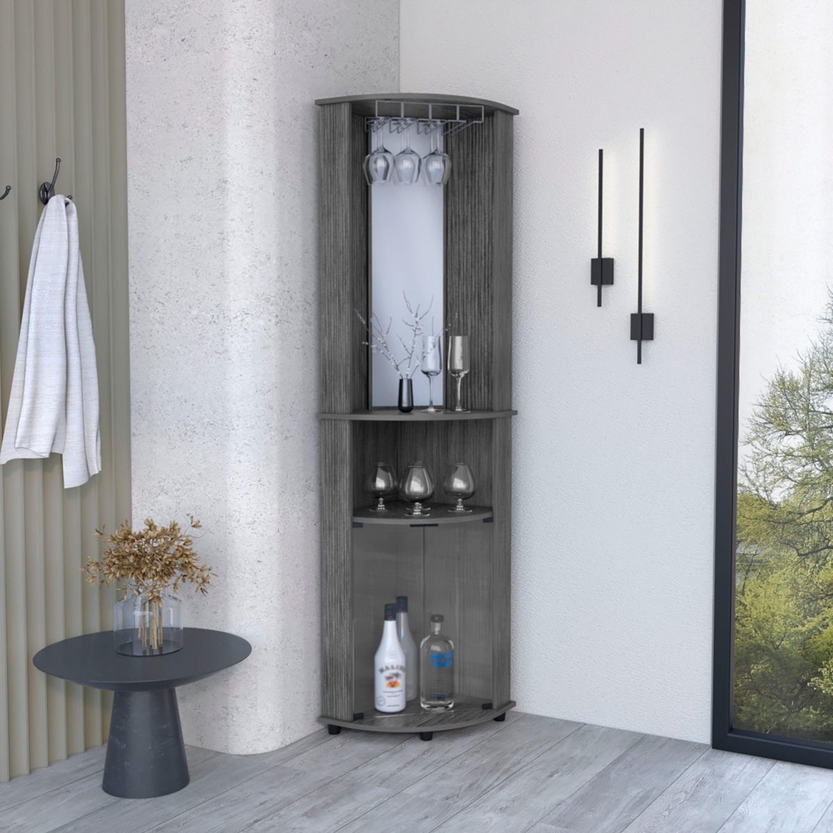 Click here for Nashville Corner Bar Cabinet Unit with Wine Glass... prices