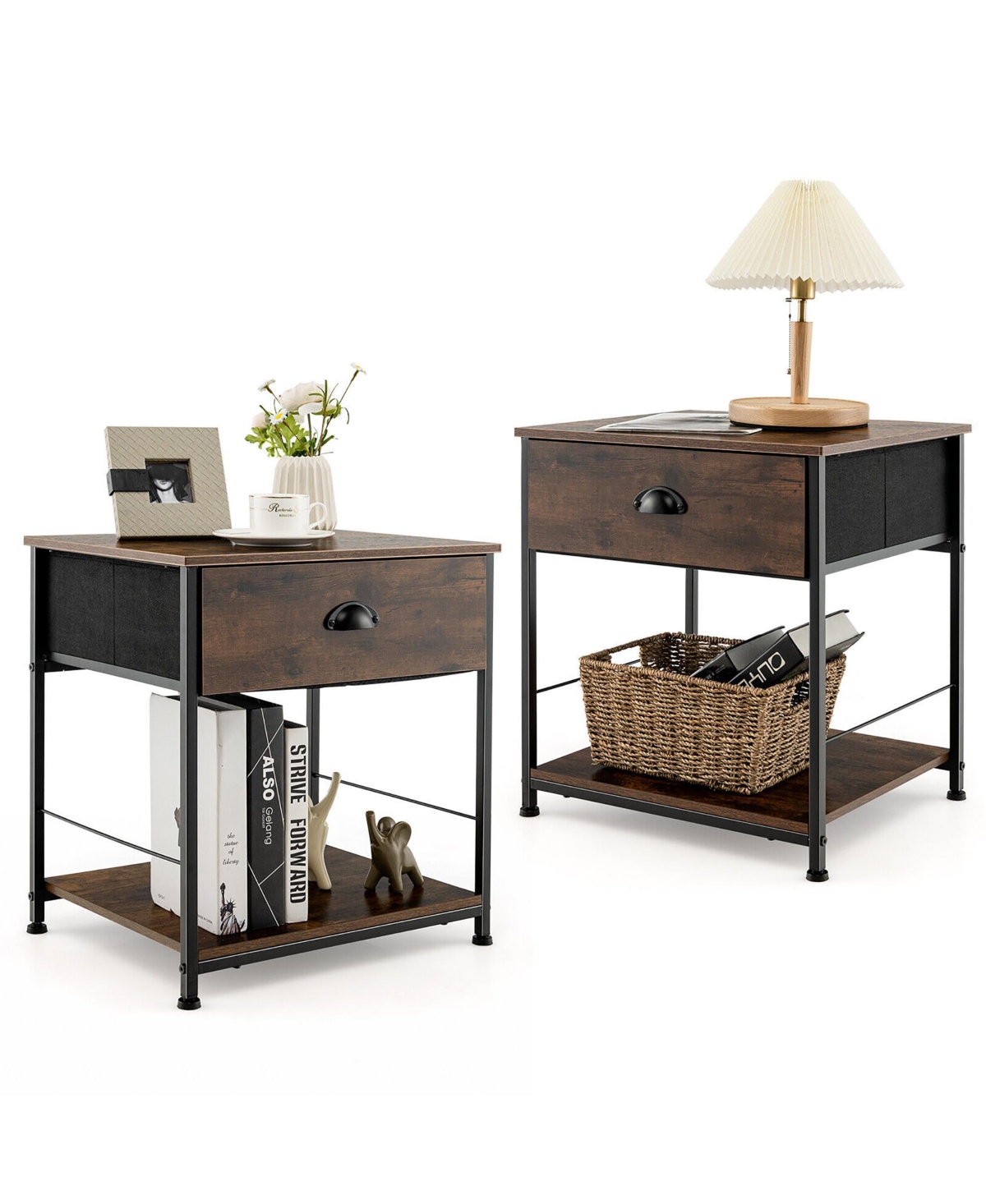 Click here for Gymax 2PCS 2-tier Nightstand Bedside End Sofa Coff... prices