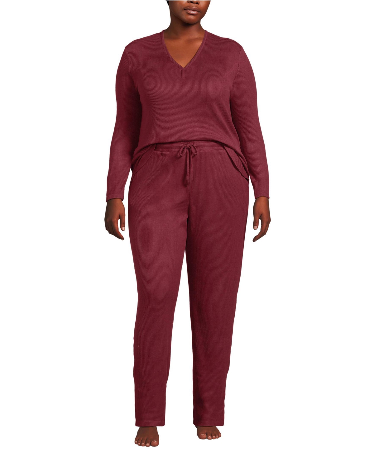 Click here for Lands End Plus Size Cozy 2 Piece Pajama Set - Long... prices