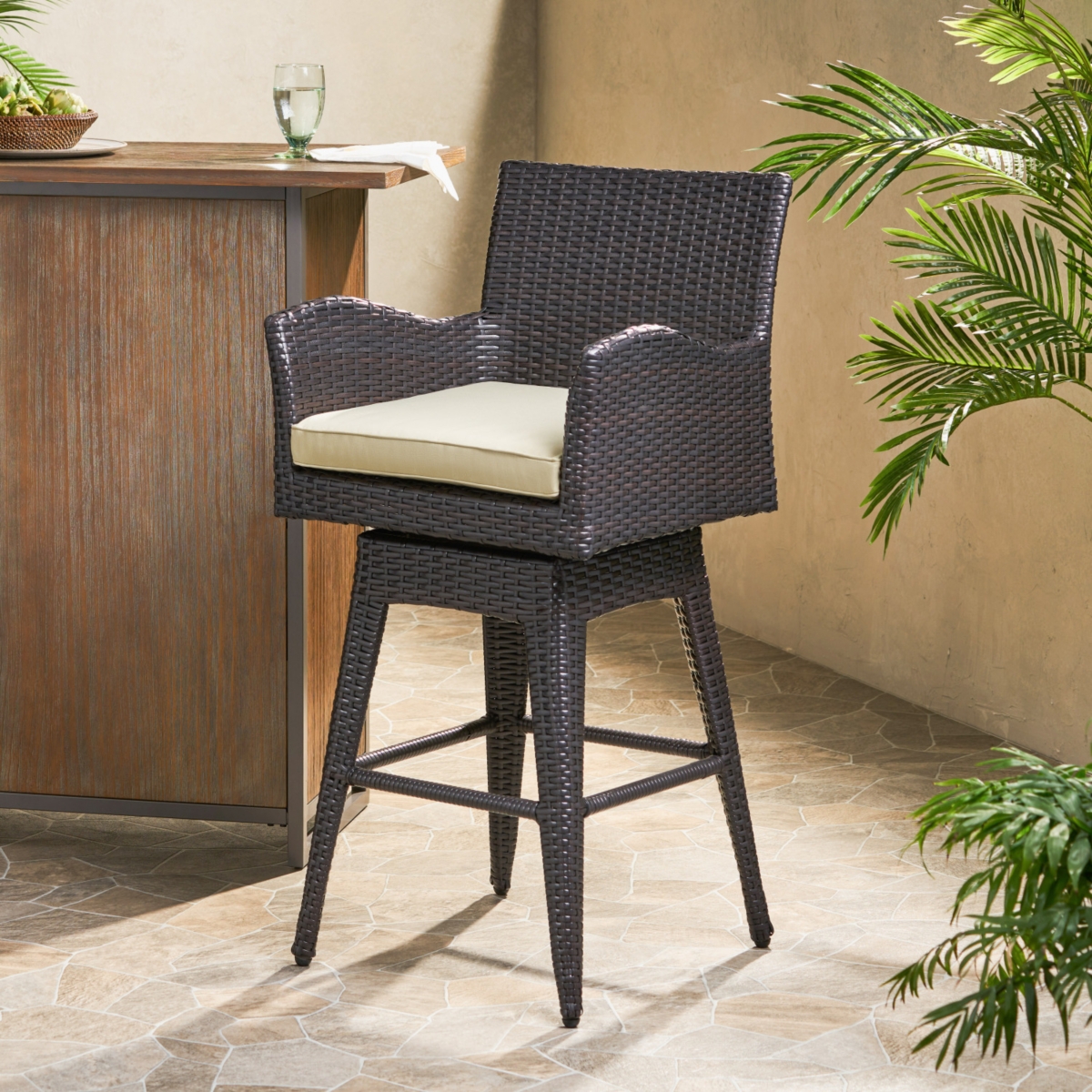 Click here for Streamdale Modern Wicker Swivel Barstool with Tape... prices