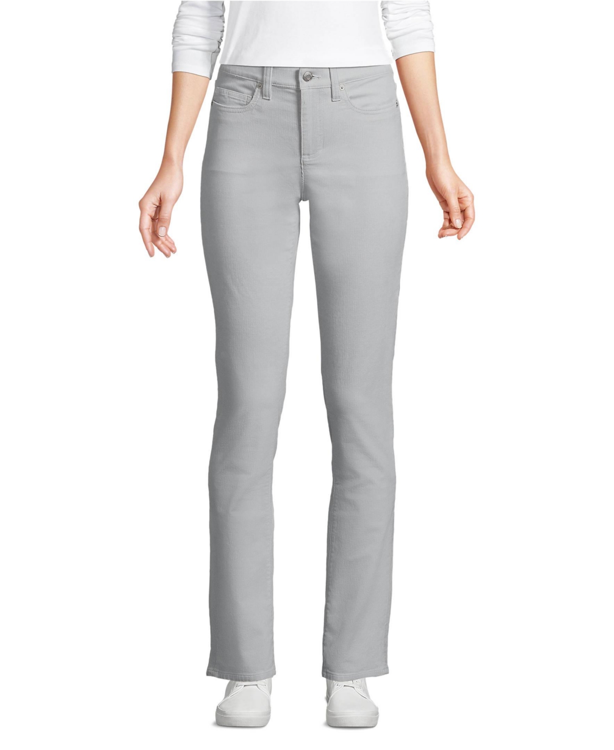 Lands End Petite Mid Rise Straight Leg Corduroy Pants - Light mist