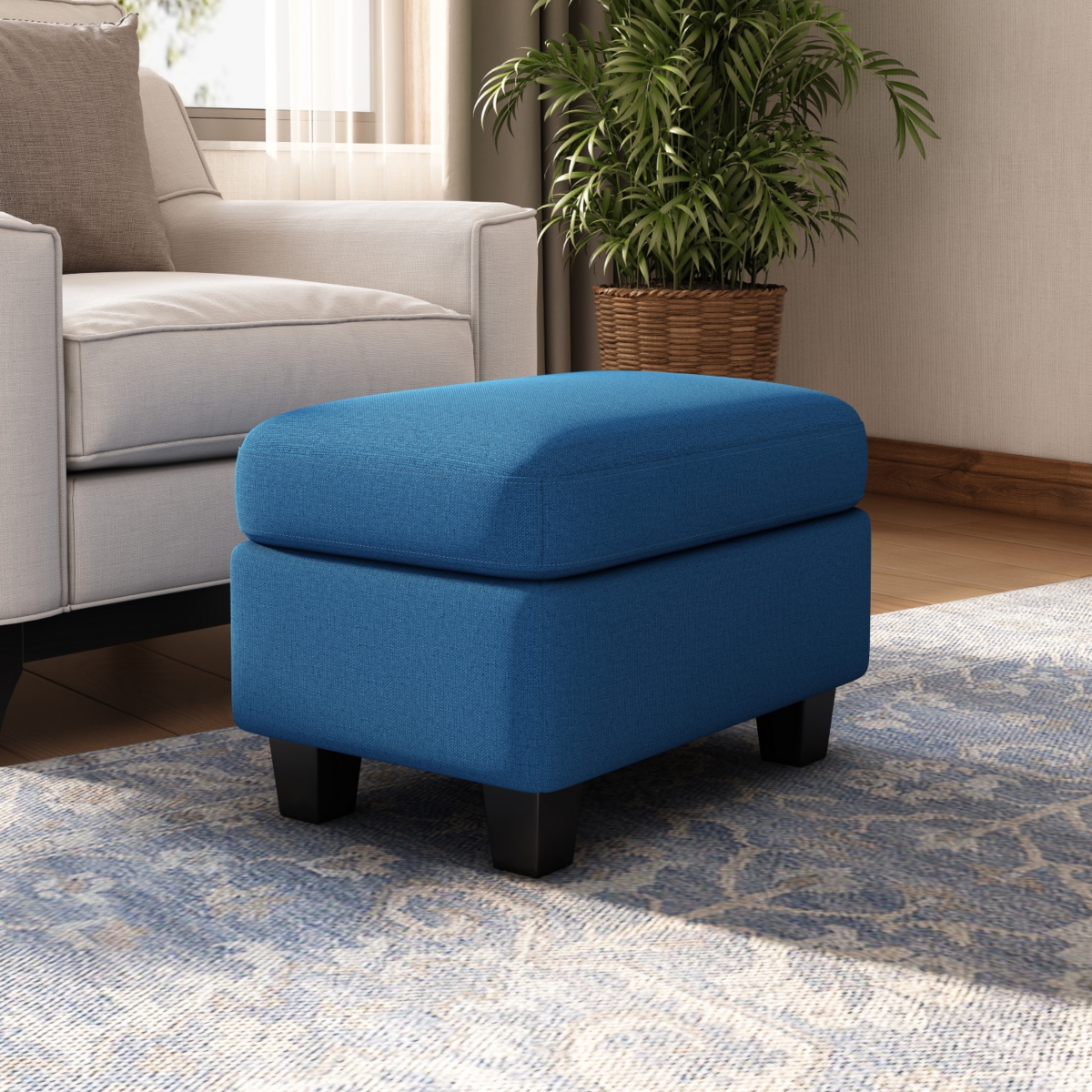 Click here for Springfield Navy Blue Ottoman: Contemporary Comfor... prices