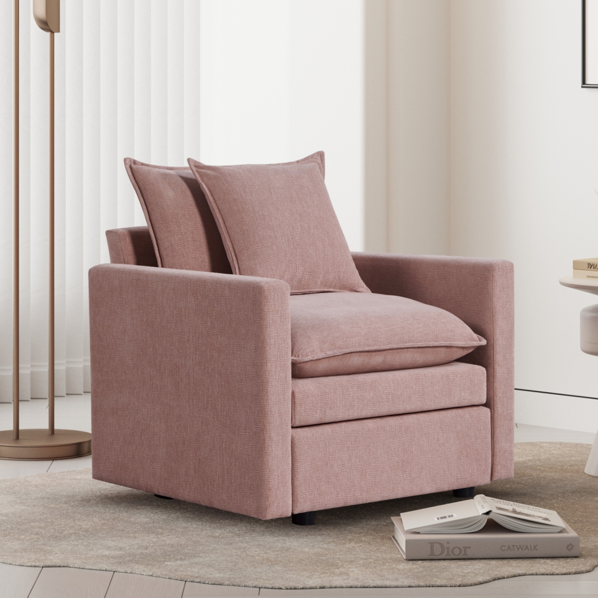 Click here for Chenille Fabric Comfy Deep Single Seat Sofa Uphols... prices