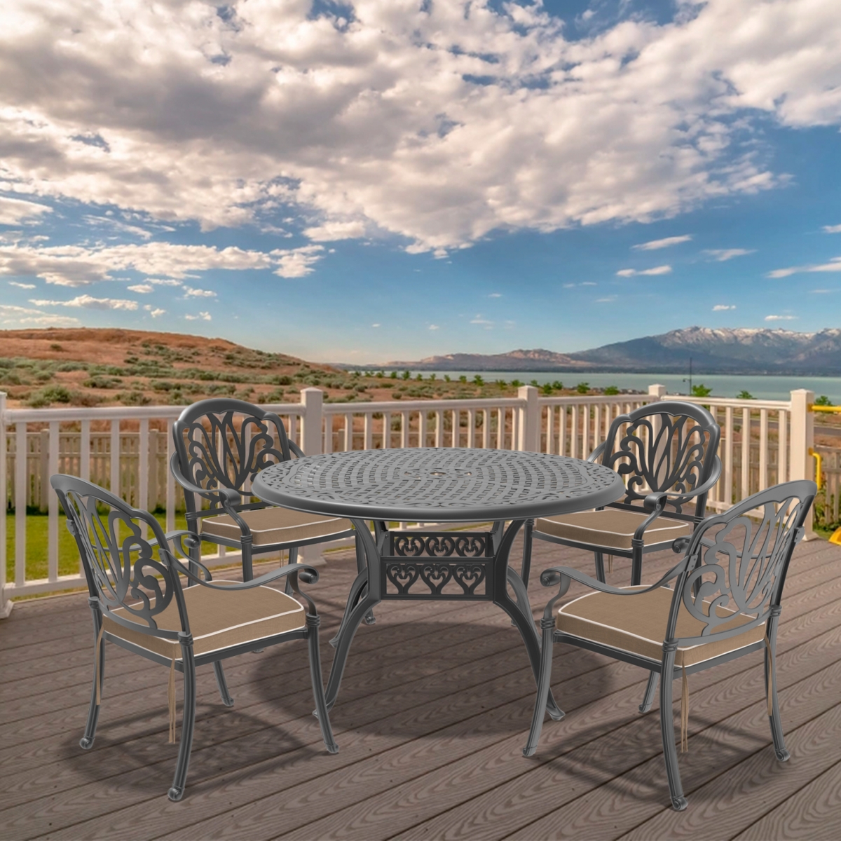 Click here for Streamdale 5-Piece Cast Aluminum Patio Set with Cu... prices